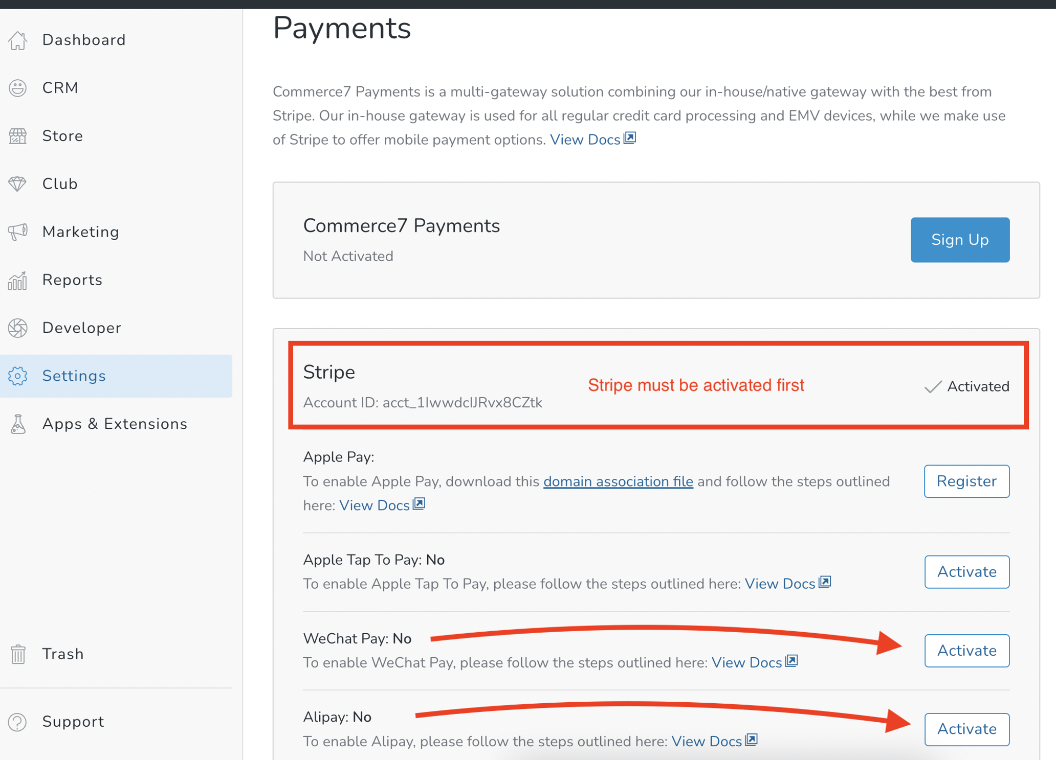 STEP-BY-STEP Setting up your Payment Gateway: USA (Commerce7 Payments + Optional Stripe)